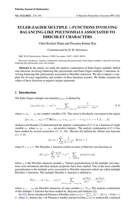 Pdf Euler Zagier Multiple L Functions Involving Balancing Like