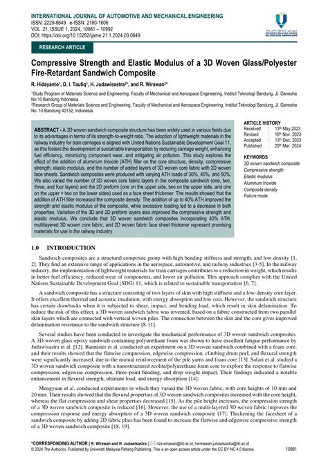Pdf Compressive Strength And Elastic Modulus Of A 3d Woven Glass Polyester Fire Retardant