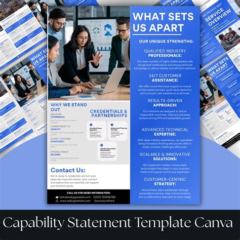 Capability Statement Template Canva Corporate Flyer Editable Business