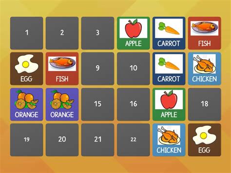 Food Memory Game Matching Pairs