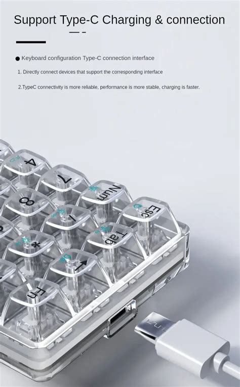 AULA F21 Wireless Three Mode Numeric Mini Keyboard 21Keys RGB Mechanical Keyboard Bluetooth 2 4G