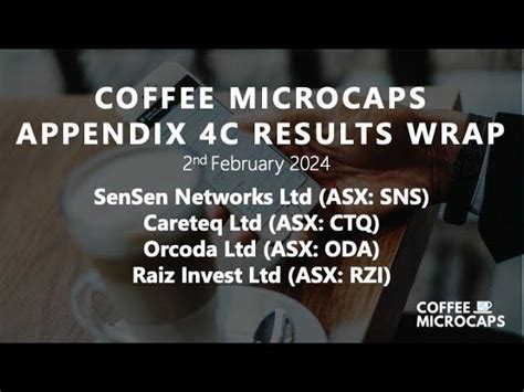 Orcoda Limited On Linkedin Coffee Microcaps Appendix 4c Results Wrap Sns Ctq Oda And Rzi 02