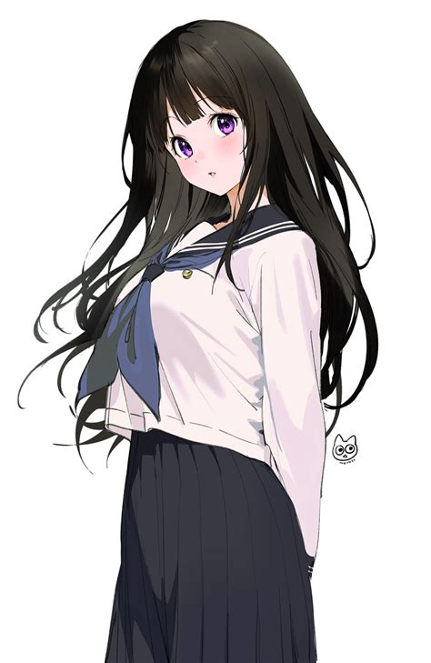 Safebooru 1girl Absurdres Arms Behind Back Bangs Black Hair Black