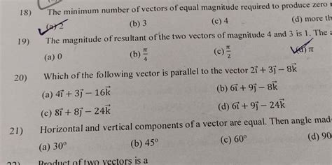 Horizontal And Vertical Components Of A Vector Are Equal Then Angle Mad