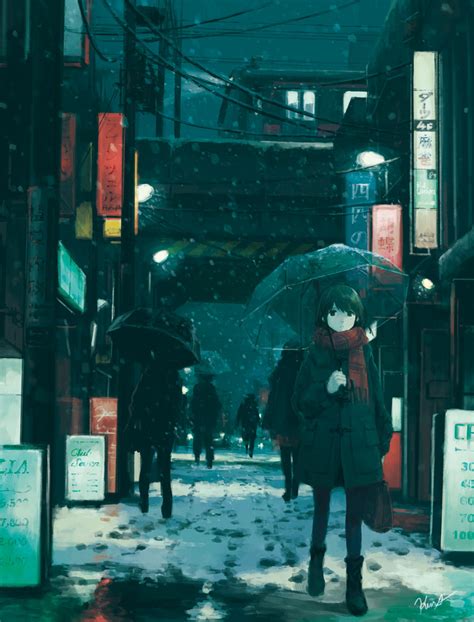 Safebooru 1girl Alley Bangs Black Coat Black Hair Black Legwear Boots