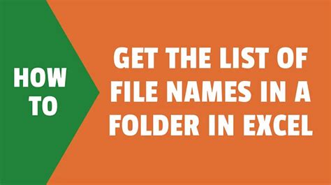 How To Get The List Of File Names In A Folder In Excel Without Vba Free Printable Download