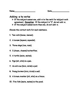 Adding S To Verbs By Sheila S Shop TPT
