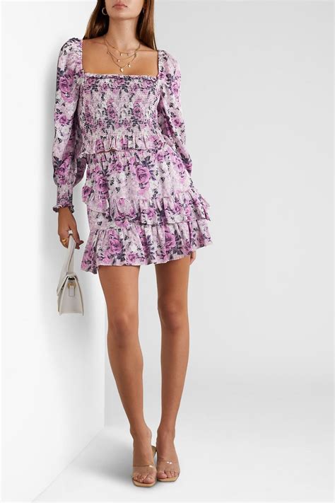 Loveshackfancy Russell Cropped Floral Print Cotton And Silk Blend Satin