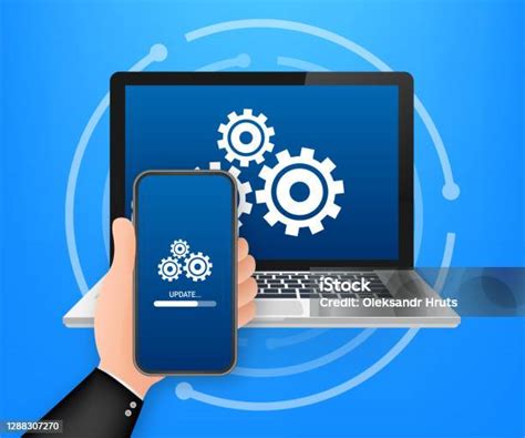 시스템 소프트웨어 업데이트 데이터 업데이트 또는 화면의 진행률 표시줄과 동기화할 수 있습니다 벡터 일러스트레이션 개념에 대한 스톡 벡터 아트 및 기타 이미지 Istock