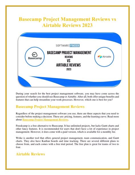 Ppt Basecamp Project Management Reviews Vs Airtable Reviews 2023 Powerpoint Presentation Id