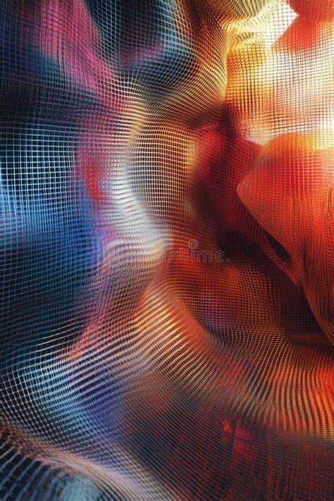 Abstract Mesh Data Visualization In Colorful Flowing Space With