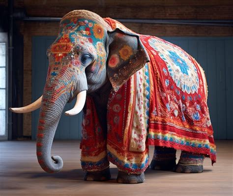 Premium Photo A Beautifully Decorated Elephant With Embroidered