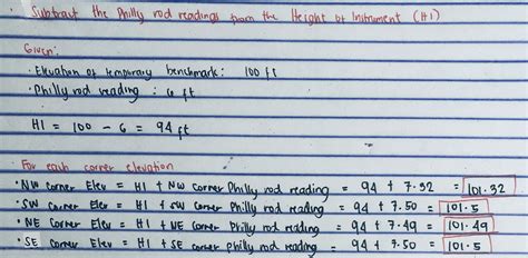 Solved The Elevation Of Your Temporary Benchmark On Your Project Is