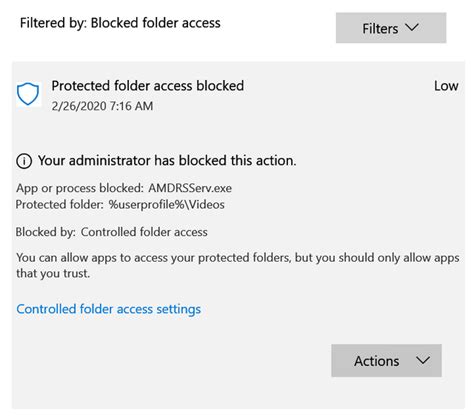 Protected Folder Access Blocked Amdrsservexe Ramdhelp