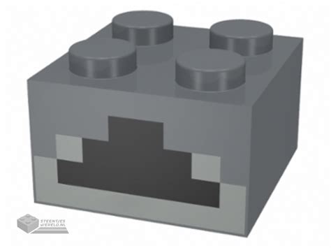 Lego® 3003pb084 Brick 2 X 2 With Light Bluish Gray And Black