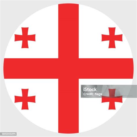 조지아의 국기 플래그 아이콘입니다 표준 색상 원 아이콘 플래그입니다 3d 일러스트레이션입니다 컴퓨터 일러스트레이션 디지털