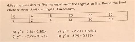 Solved Use The Given Data To Find The Equation Of The