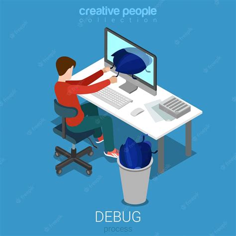 Free Vector Debug Process Developer Programmer Code Analytic Flat Isometric Concept