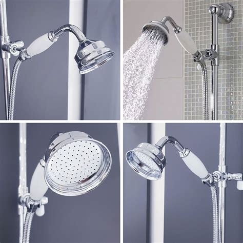 Large Traditional Victorian Shower Head Handset Bath Mixer Ceramic