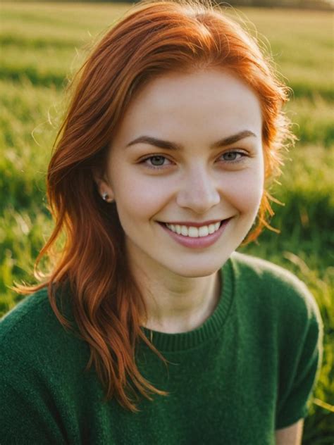 Smiling Irish Woman With Green Eyes And Red Hair Swap Face