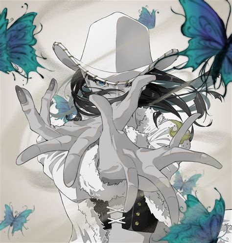Safebooru 1girl Blue Butterfly Blue Eyes Bug Butterfly Coat Cowboy
