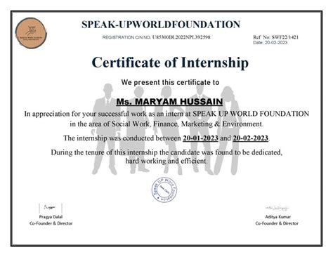 Maryam Hussain On Linkedin Internship Share