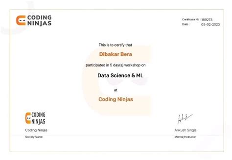 Dibakar Bera On Linkedin Datascience Ml Codingninjas Thanks