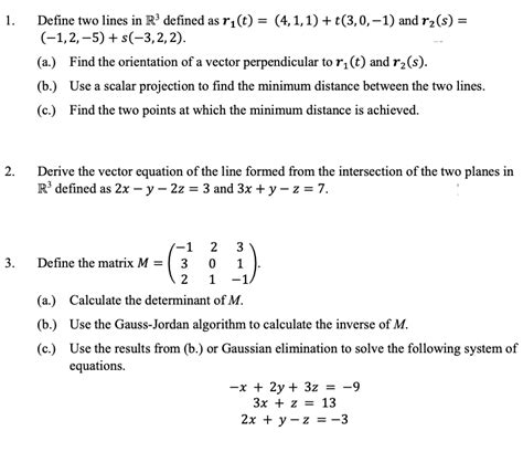 Solved Define Two Lines In R Defined As Ri T Chegg Com