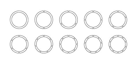 개요 링 차트 조각으로 나누어진 파이 다이어그램 템플릿 원형 섹션 그래프 원형 구조 세트 구성표 프리미엄 벡터