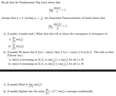 Solved Recall That The Fundamental Trig Limit Shows That