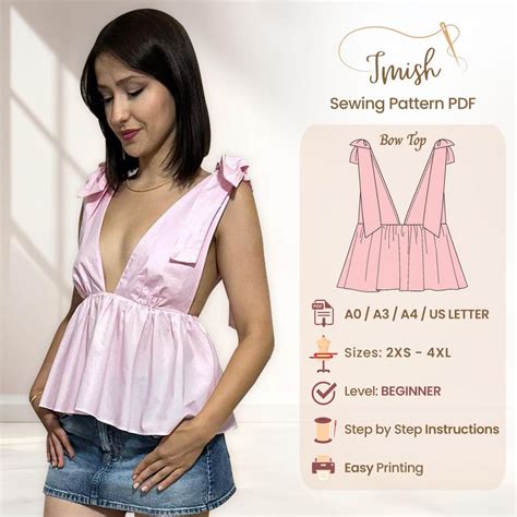 Womens Summer Top Sewing Pattern Pdf Diy Blouse Pattern For Beginners