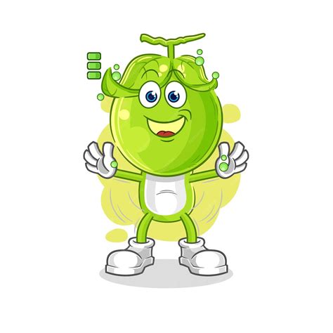 Premium Vector Pea Head Full Battery Character Cartoon Mascot Vector