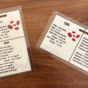 Lab Values Badge Buddy Reference Card Etsy