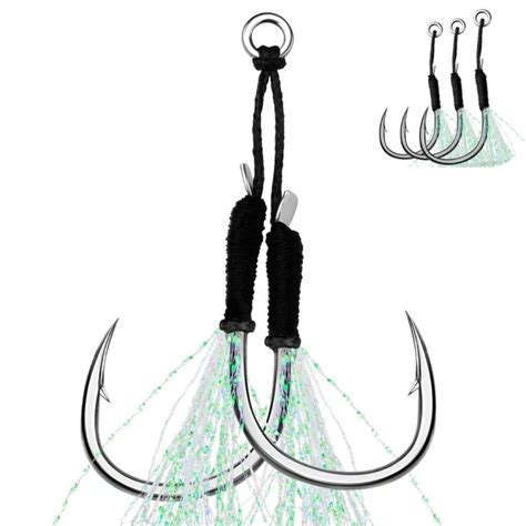 Fishing Hook Black Assist Hooks Jig Lure Single Hook Double Hook Slow