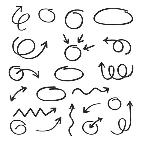 Premium Vector Hand Drawn Circle And Arrows Collections Vector Illustration