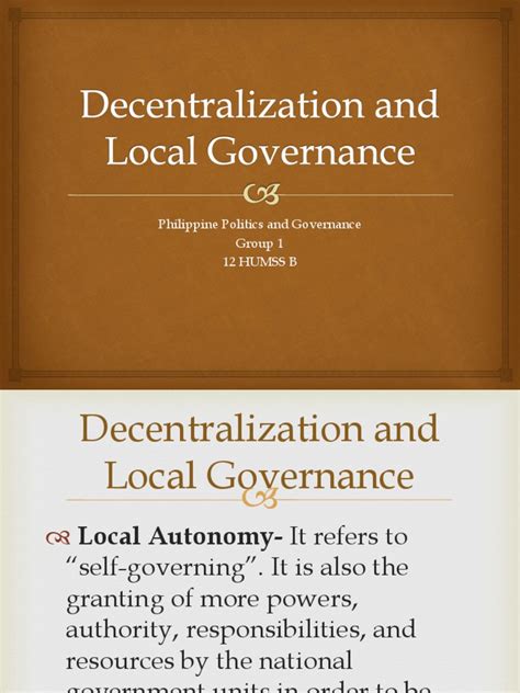 Decentralization And Local Governance 1 Pdf Devolution Government