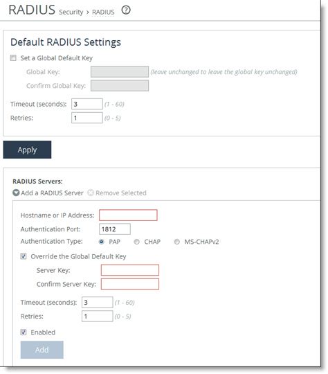 Setting RADIUS Servers