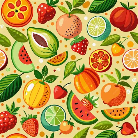 Fruit Pattern Vector Illustration Premium Ai Generated Vector