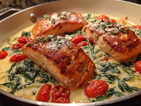 Amazed 30 Minute Creamy Tuscan Spinach Salmon Skillet