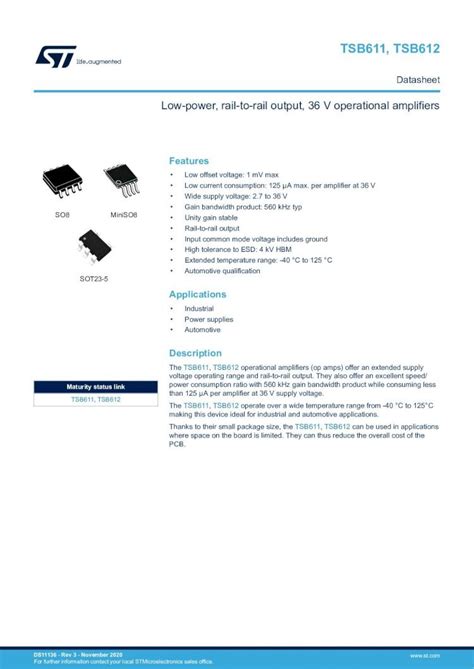 Pdf Low Power Rail To Rail Output 36 V Operational Amplifier