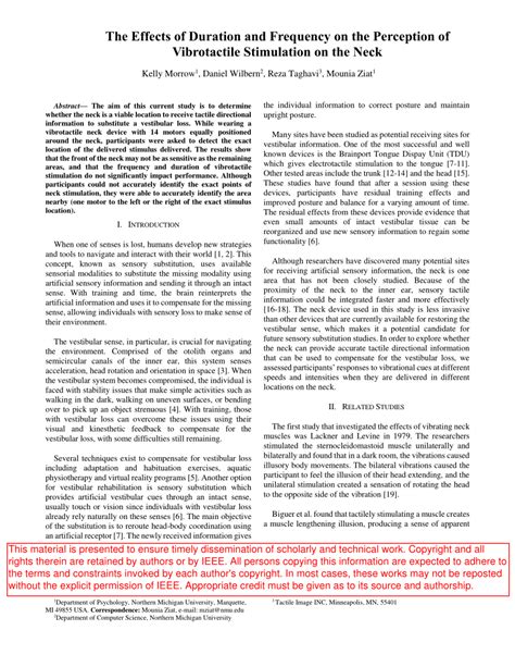 Pdf The Effects Of Duration And Frequency On The Perception Of Vibrotactile Stimulation On The