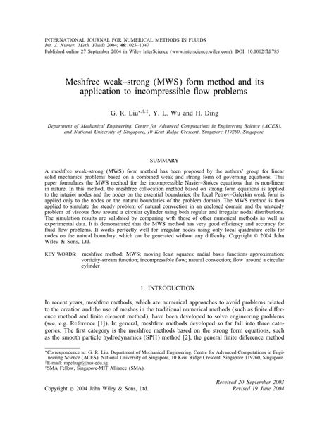 Pdf Meshfree Weakstrong Mws Form Method And Its Application To