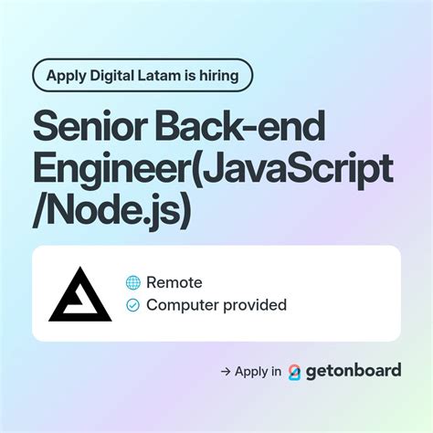 Senior Back End Engineerjavascriptnodejs At Apply Digital Latam