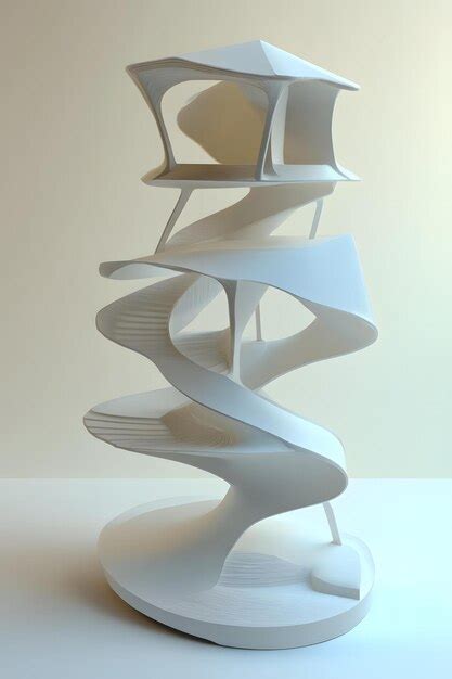 Abstract Architecture Design Model White 3d Illustration Premium Ai Generated Image