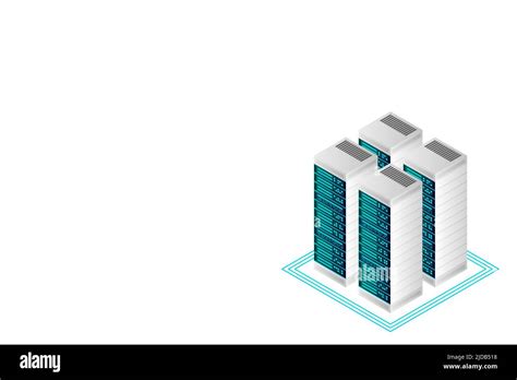 Server Room Isometric Vector Futuristic Technology Of Data Protection