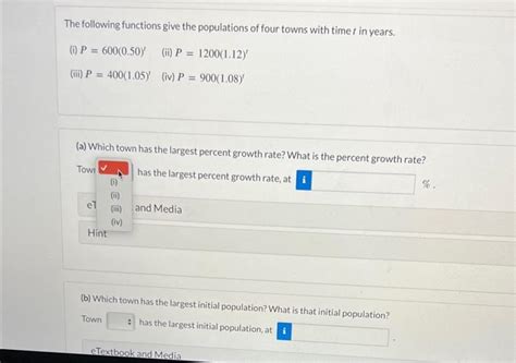 Solved The Following Functions Give The Populations Of Four