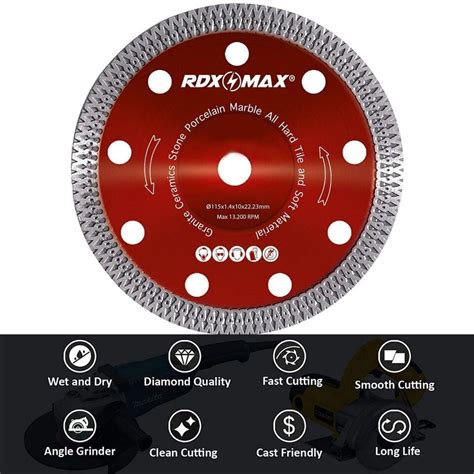 115mm 4 5 Angle Grinder Disc Thin Diamond Dry Cutting Disc Porcelain Tile Turbo Etsy