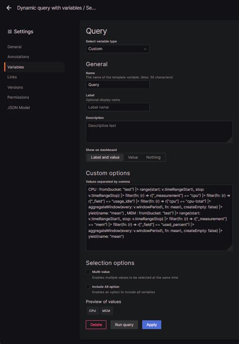 Change Grafana Query Dynamically Based On User Inputs Mysql Grafana Labs Community Forums
