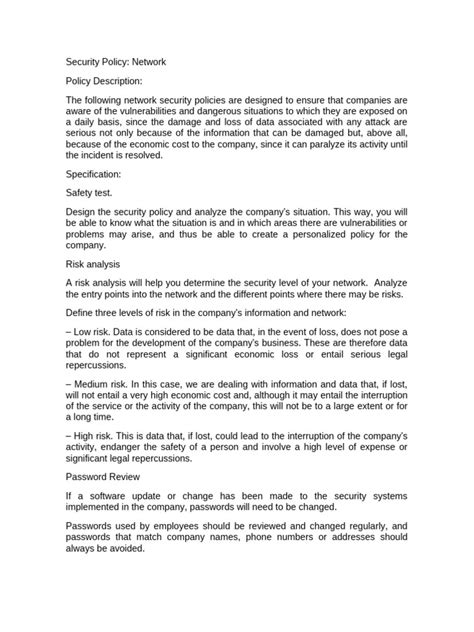Network Security Policy Pdf Security Computer Security