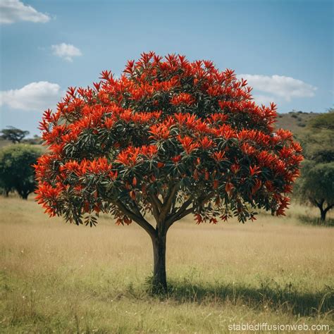 Erythrina Variegata Tree In Meadow Stable Diffusion Online